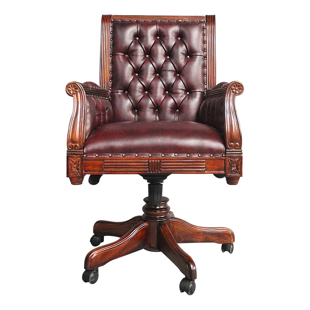 Solid Mahogany Office Chair Classic Antique Style Reproduction Design